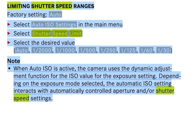 Auto Minimum Shutter Speed / Max ISO - Leica Q3 / Leica Q2 / Leica Q